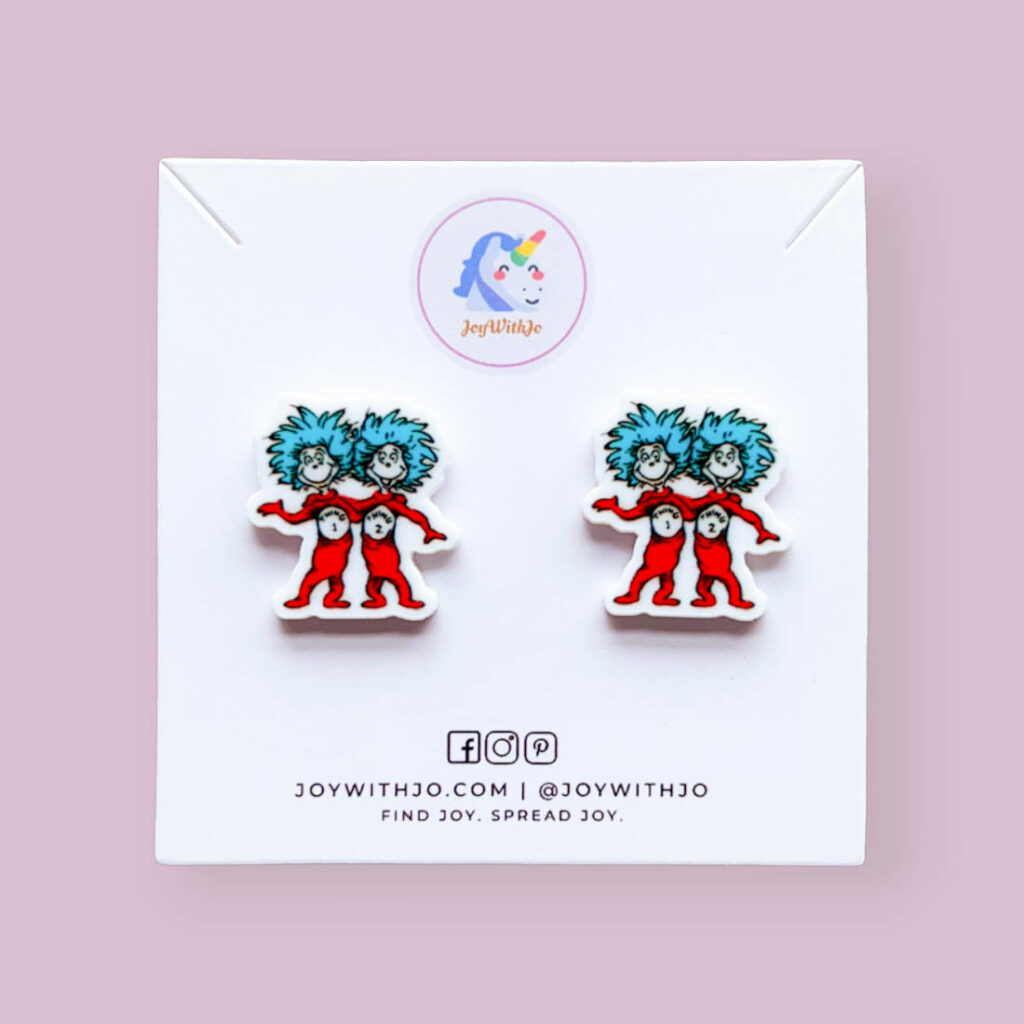 Thing One And Thing Two Stud Earrings Book Week Earrings - Joy With Jo