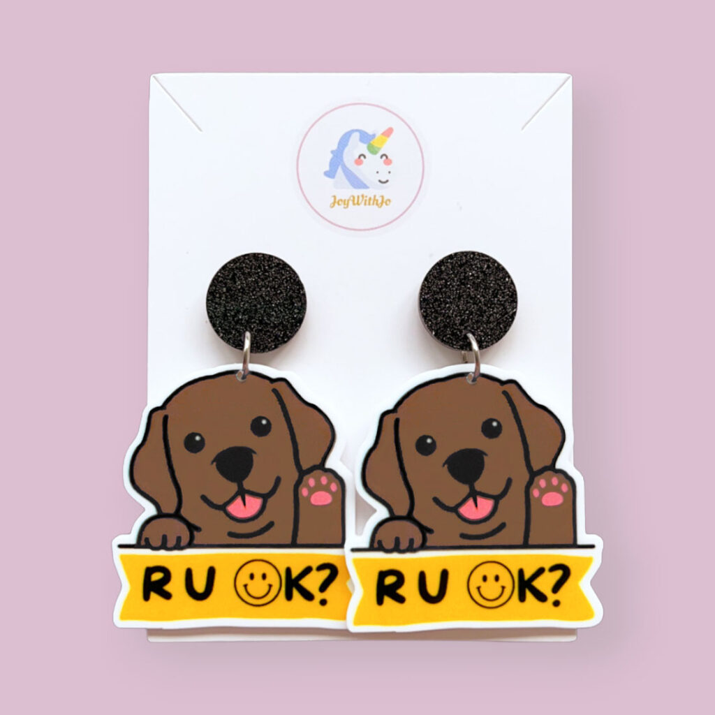 Cute Dog R U OK? Earrings - Joy With Jo
